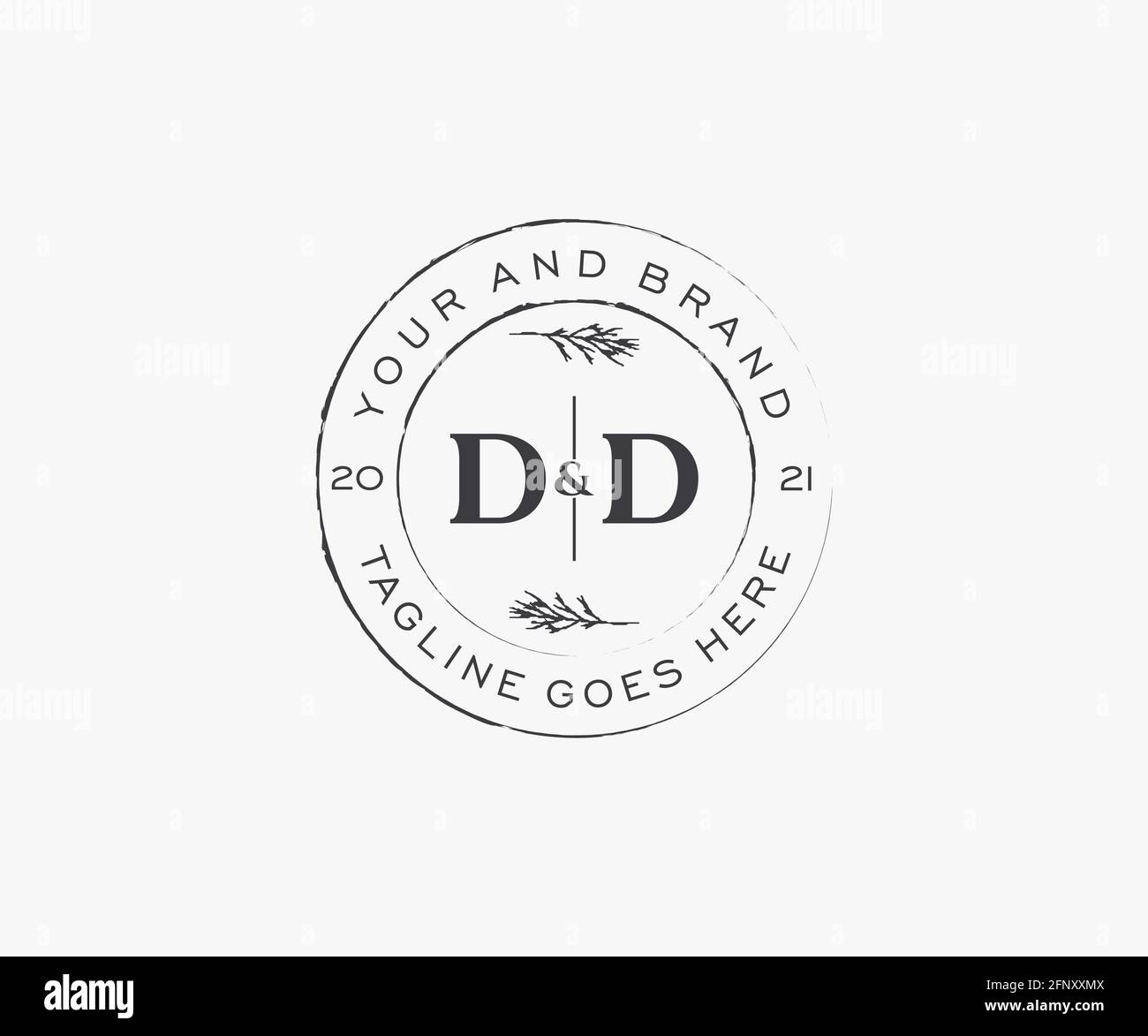 DD letters floral frames. Botanical feminine editable premade monoline ...