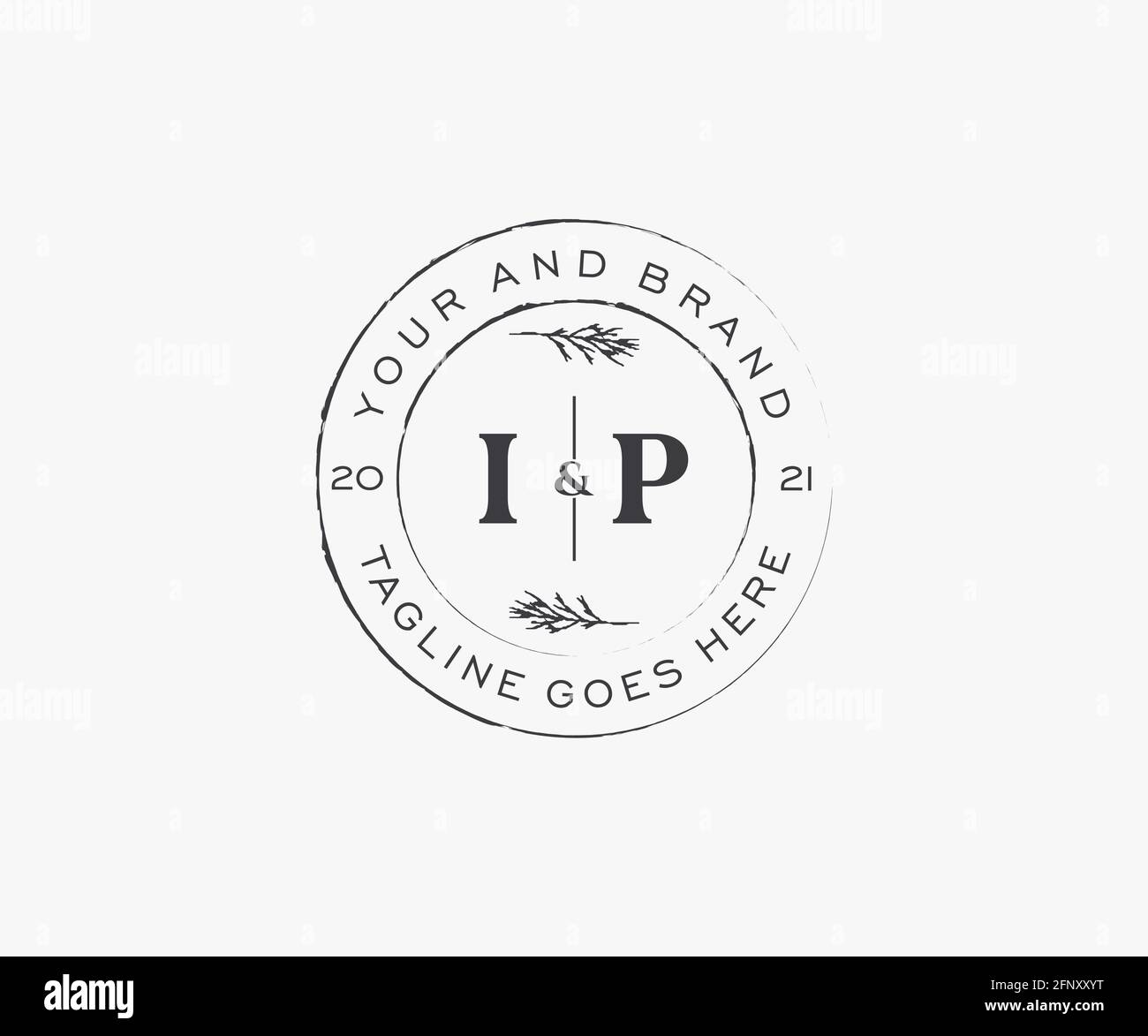 IP letters floral frames. Botanical feminine editable premade monoline ...