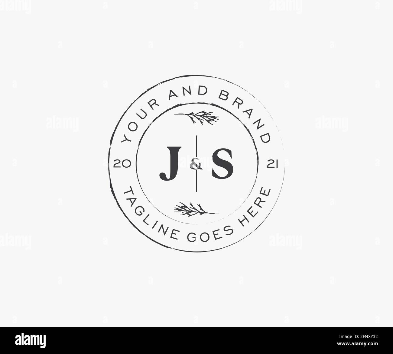 JS letters floral frames. Botanical feminine editable premade monoline ...