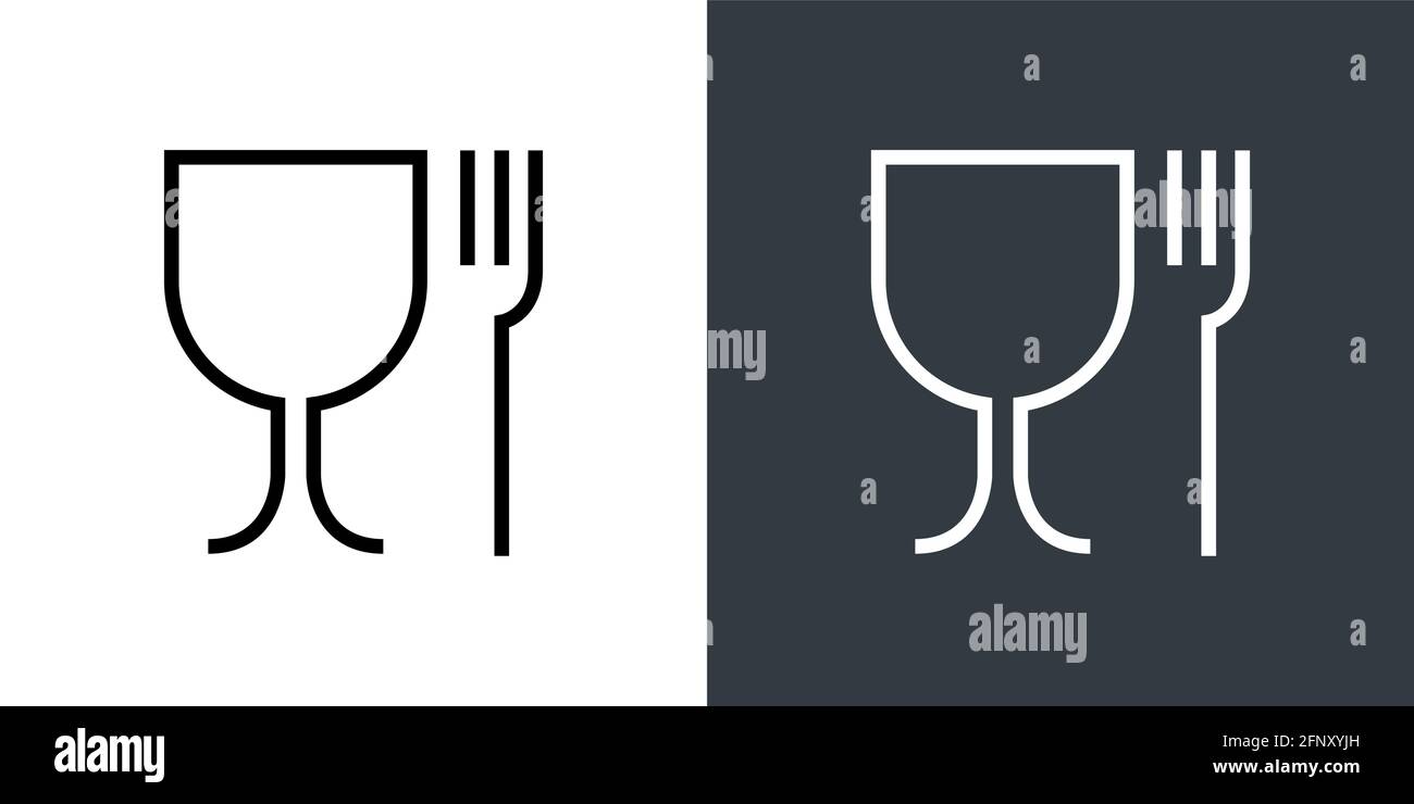 Food grade icon pictogram plastic contact fork and glass symbol. Food ...