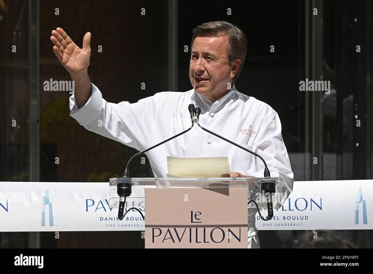 French Chef Daniel Boulud speaks before the ribbon cutting ceremony for ...