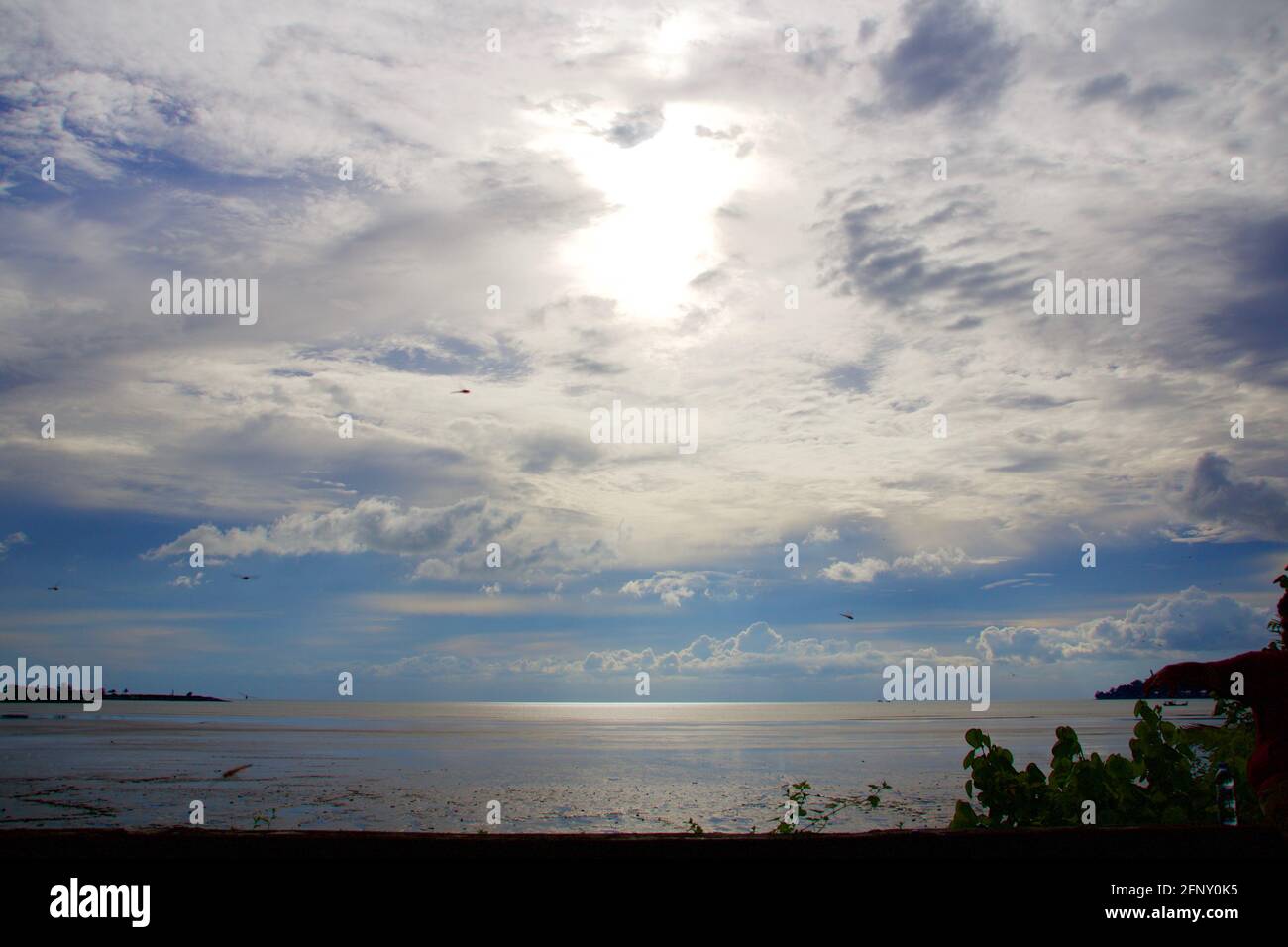 Bright ocean and bright sky with clouds in Langkawi island in Malaysia ...