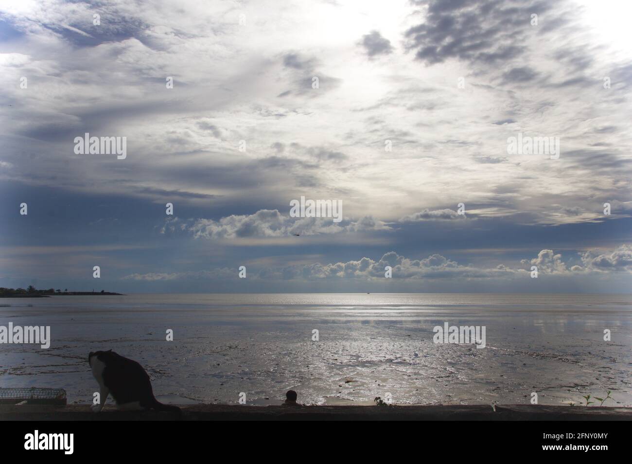 Bright ocean and bright sky with clouds in Langkawi island in Malaysia ...