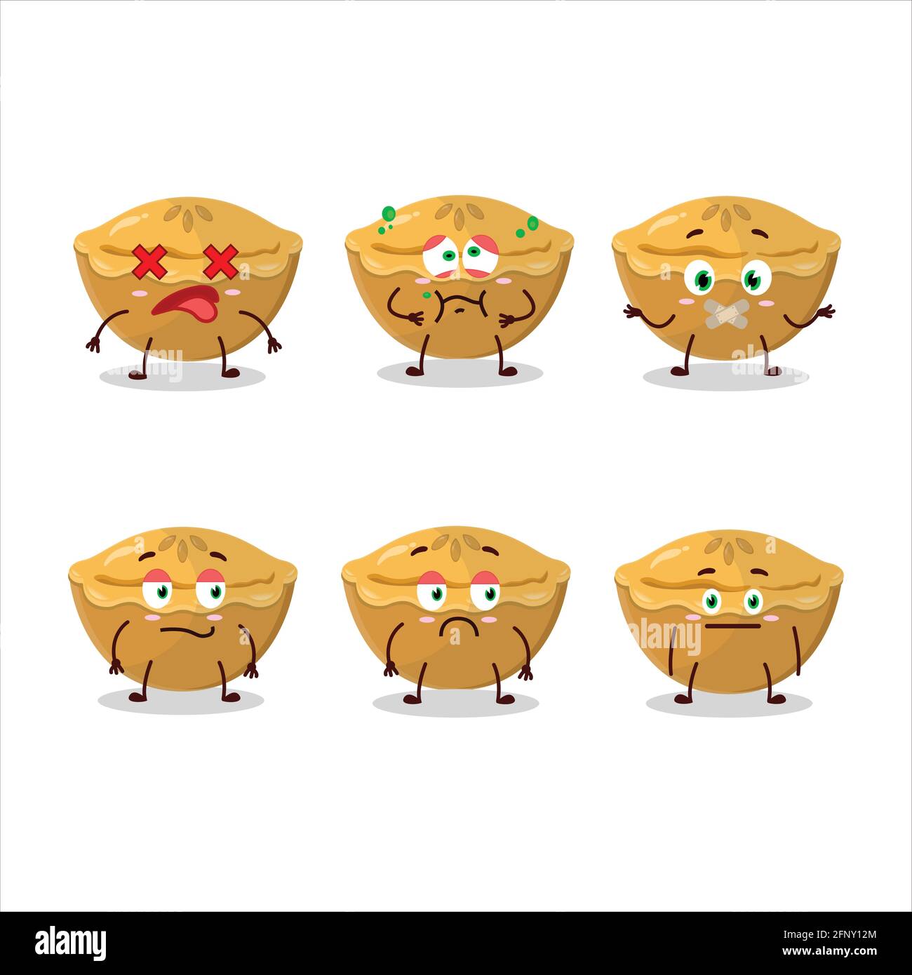 Pie cake cartoon character with nope expression. Vector illustration ...