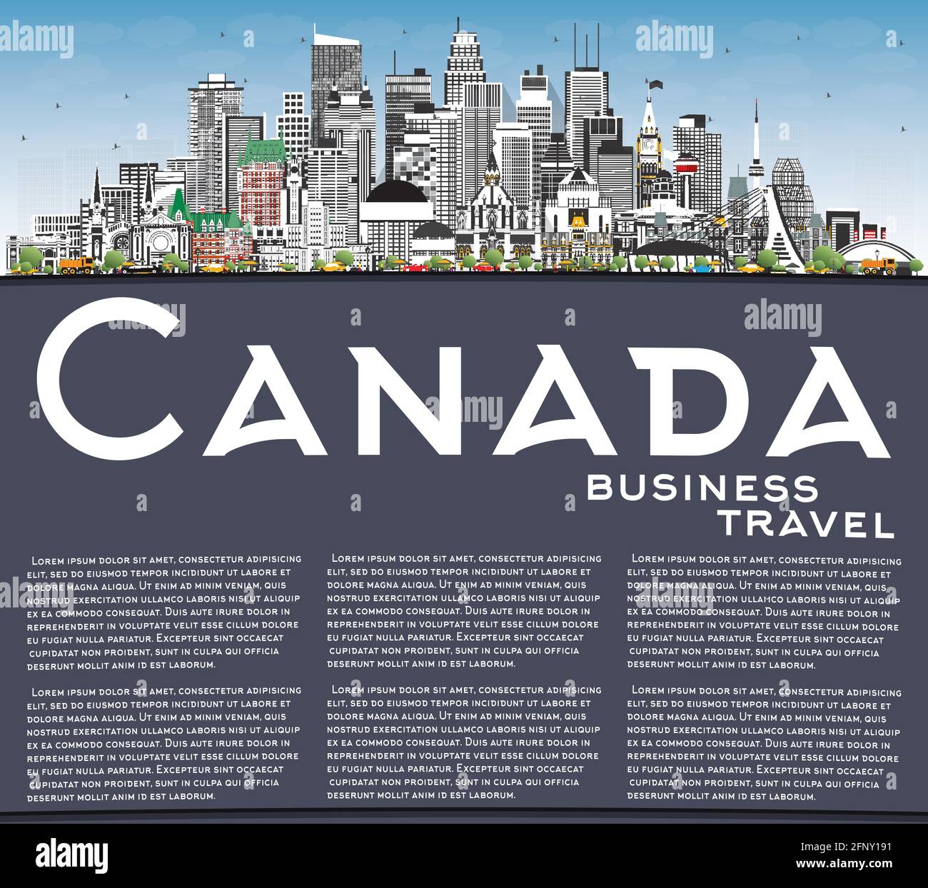 Canada City Skyline with Gray Buildings, Blue Sky and Copy Space ...