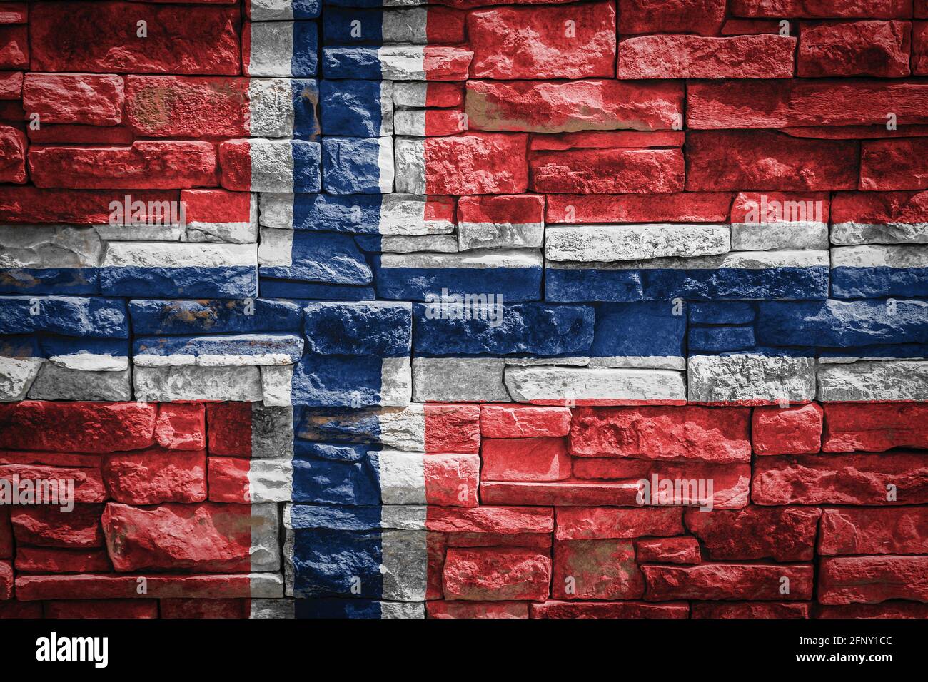 National flag of Norway on stone wall background.The concept of ...