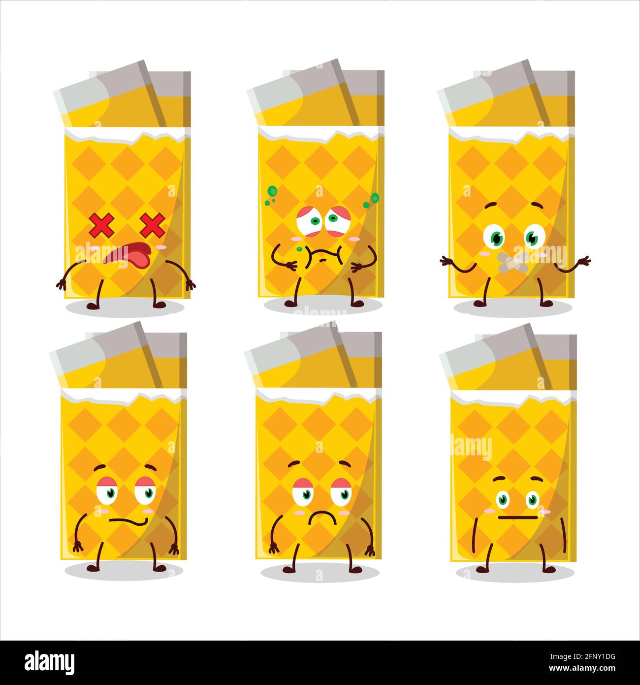 Yellow bubble gum cartoon character with nope expression. Vector ...