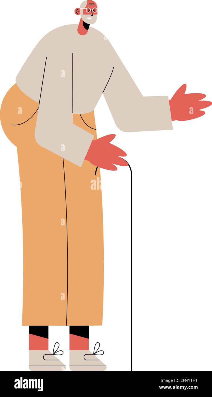 old man with cane character Stock Vector Image & Art - Alamy
