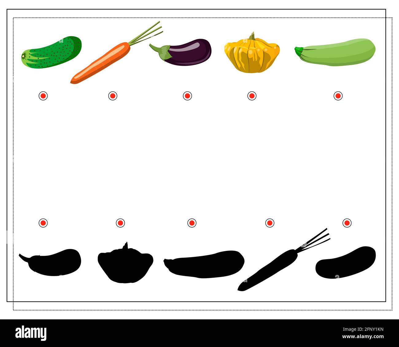 puzzle game for kids find the right shade, vegetables. cucumber, carrot ...