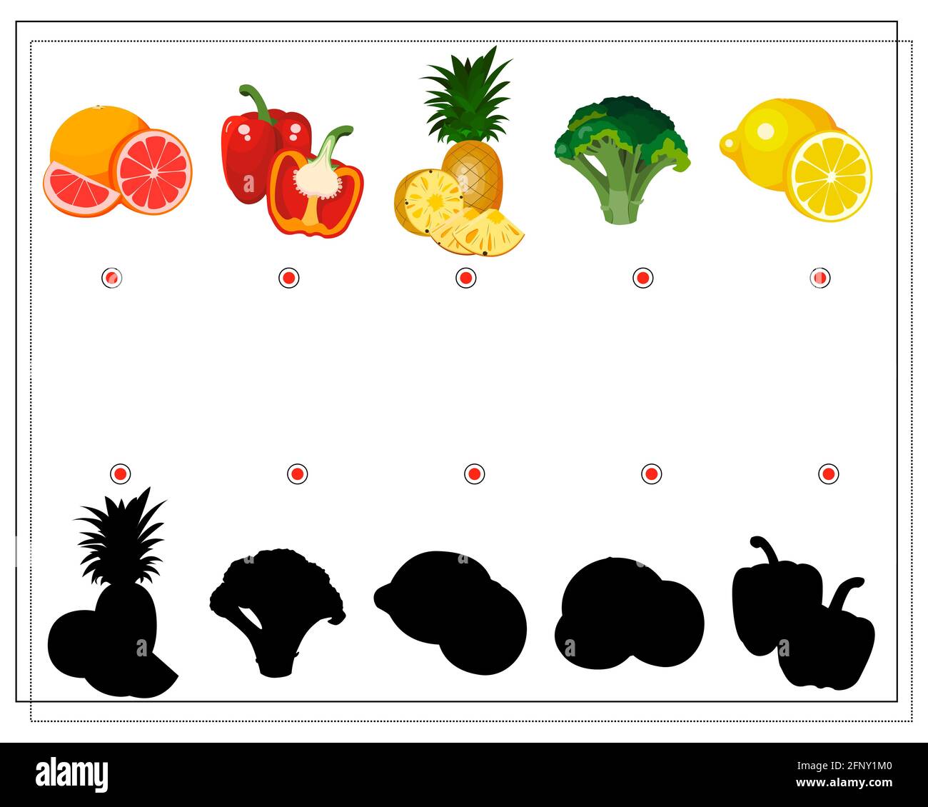 puzzle game for kids find the right shade, fruits and vegetables ...