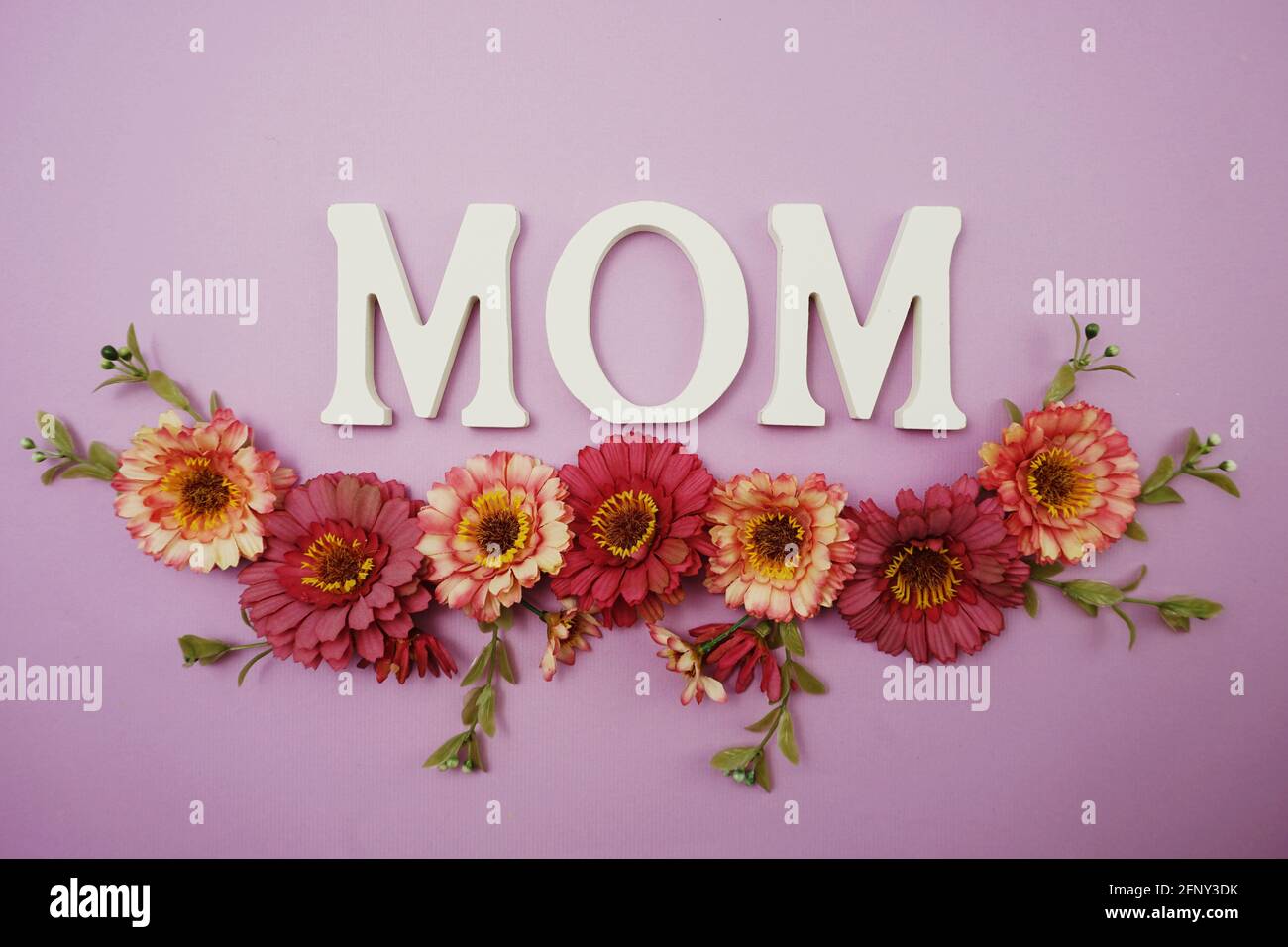 Mom and flower decoration Mother's day background Stock Photo - Alamy