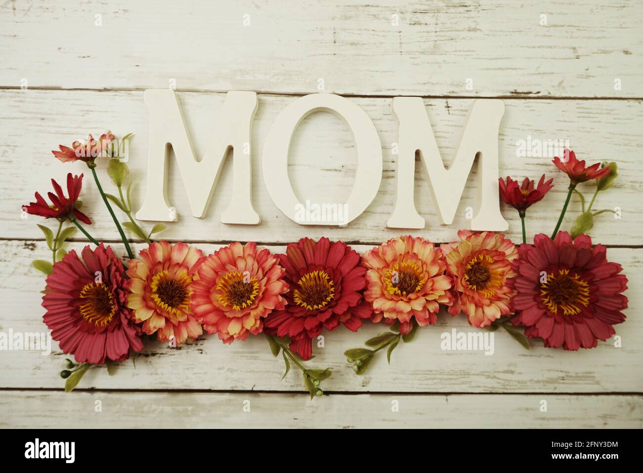 Mom and flower decoration Mother's day background Stock Photo - Alamy