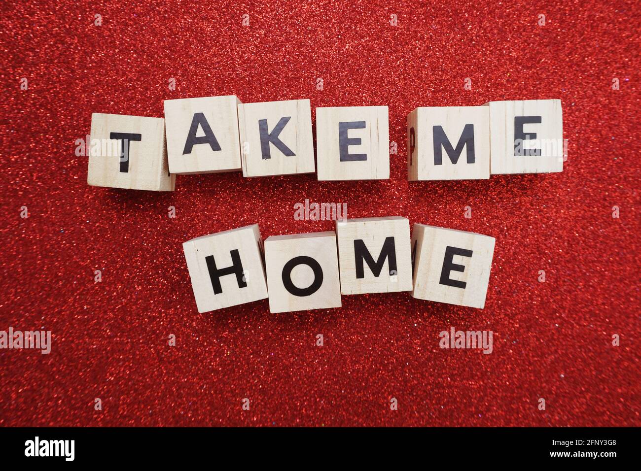 Take Me Home alphabet letter with space copy on red glitter background ...