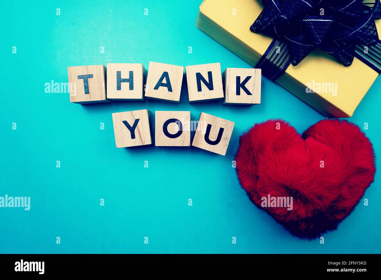 Thank You alphabet letters with space copy on blue background Stock ...