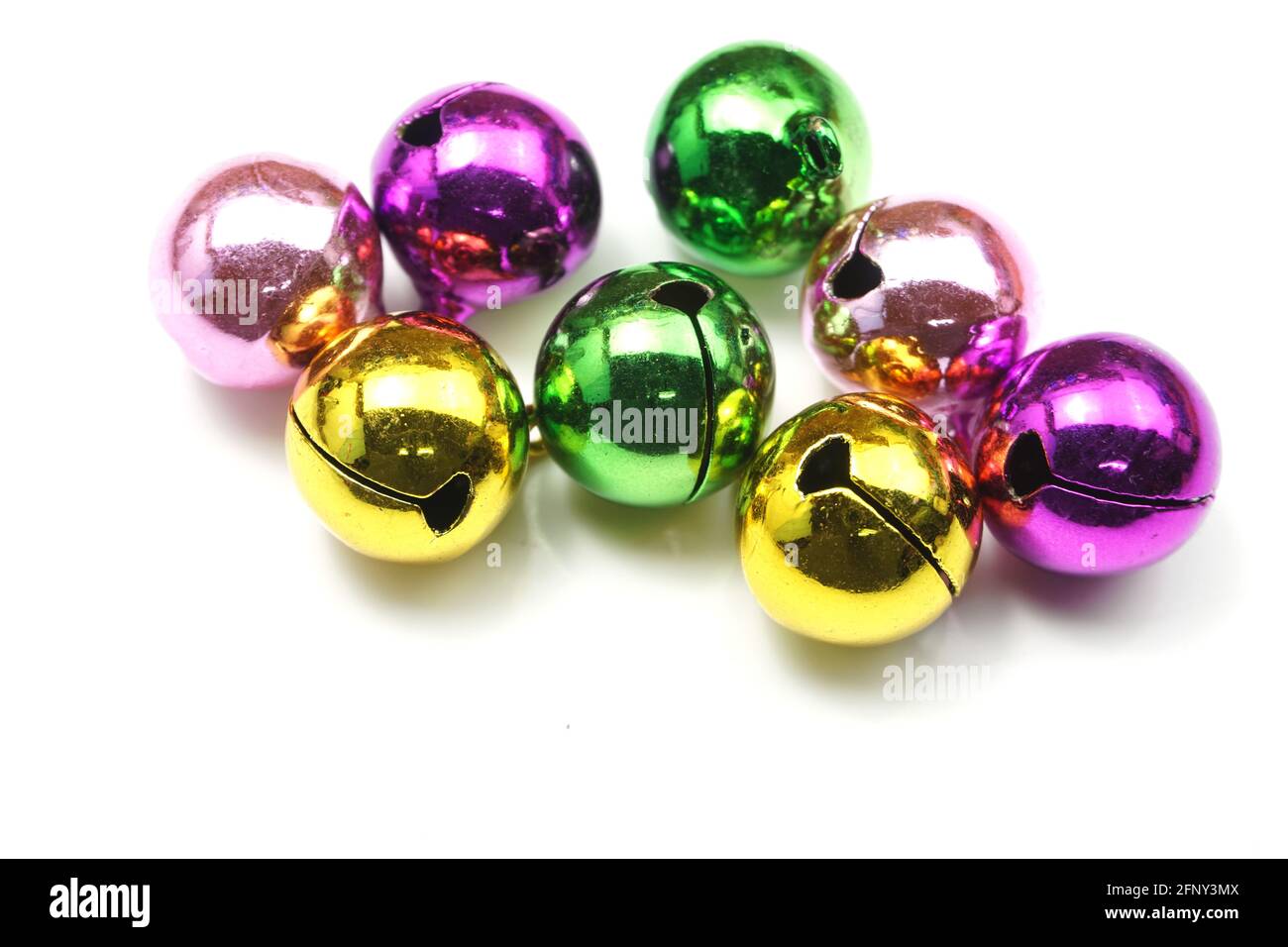set of colorful sleigh bell on white background Stock Photo - Alamy