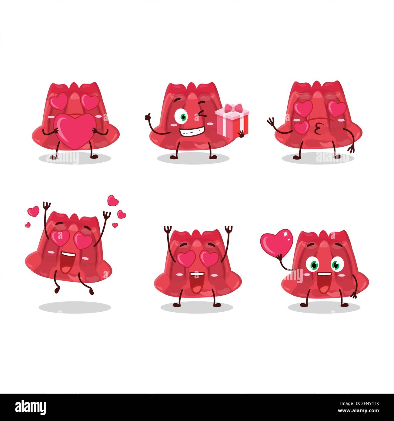 Red pudding cartoon character with love cute emoticon. Vector ...