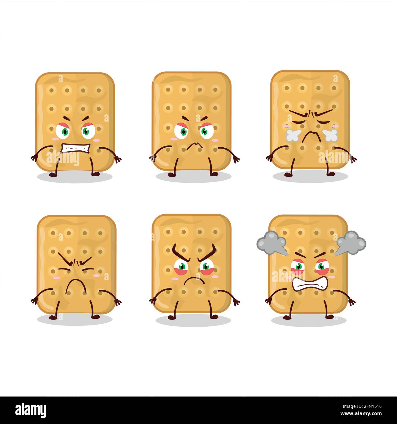 Biscuit cartoon character with various angry expressions. Vector ...