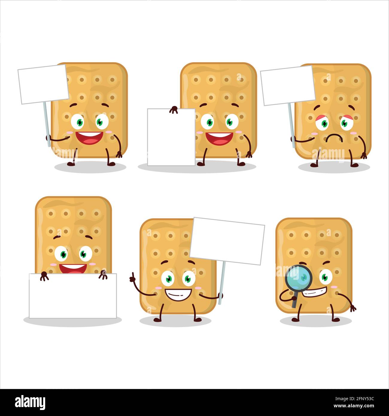 Biscuit cartoon character in bring information board. Vector ...