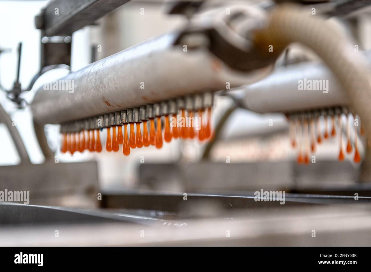 The machine makes artificial red caviar Stock Photo - Alamy