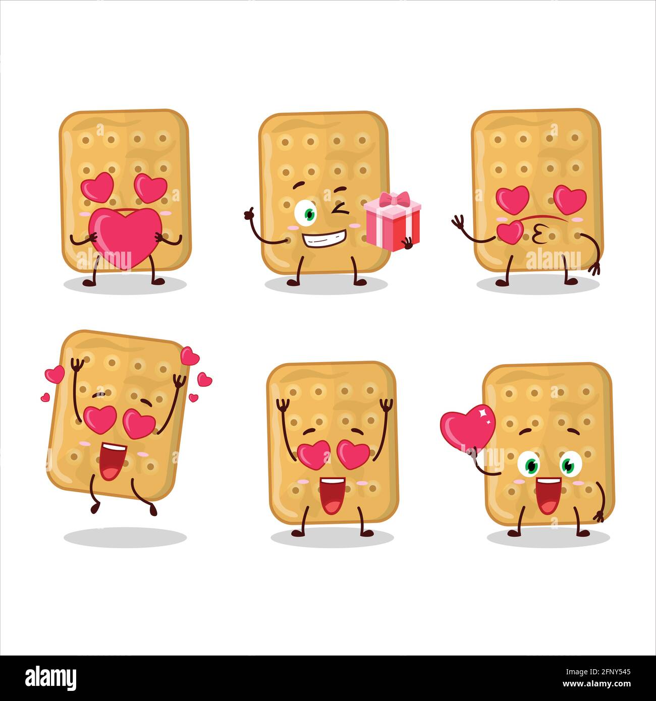 Biscuit cartoon character with love cute emoticon. Vector illustration ...