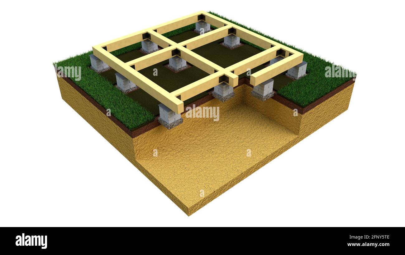 individual footing base. isolated cgi industrial 3D illustration Stock ...