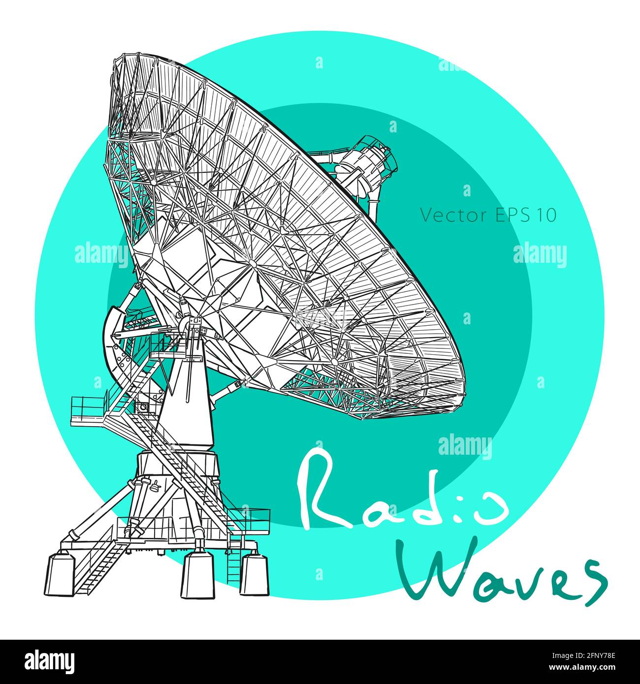 Radio telescope dishes antenna. Vector illustration Stock Vector Image ...