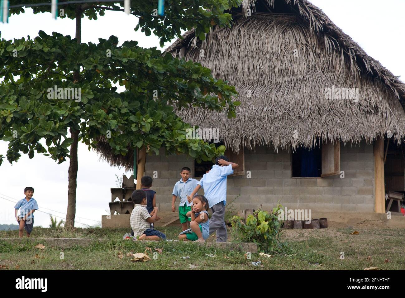 Children playing in the Mayan community of San Miguel, Toledo, Belize ...