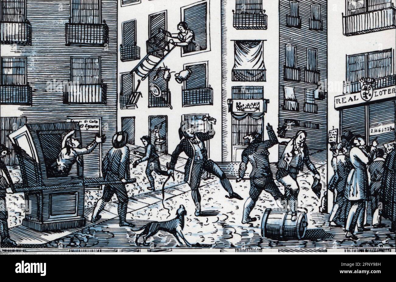 game, lottery, players of the Royal lottery, copper engraving, Spain ...