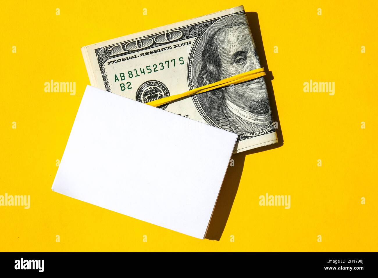 Dollar banknote with paper note for copy space. Savings investment ...