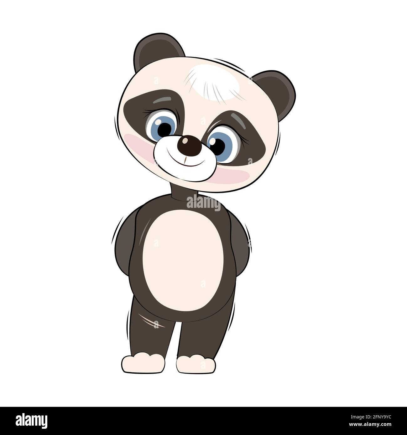 Little panda bear cub. Isolated object on a white background. Cheerful ...
