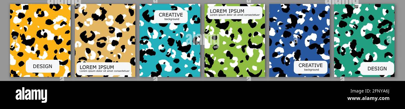 Set of vector cover notebook design. Abstract trendy animal leopard ...