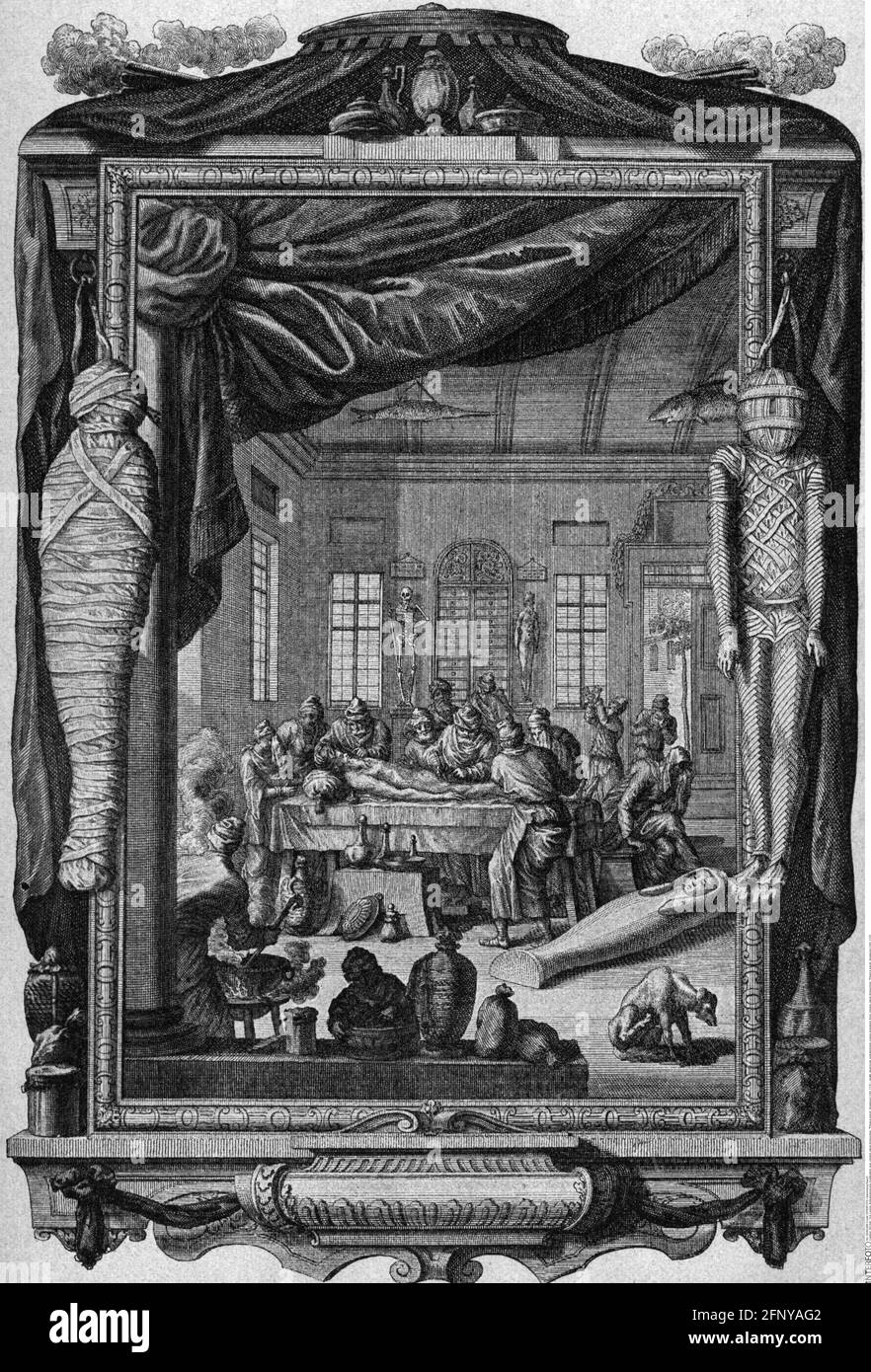 death, dead body, embalmment, copper engraving, from: Johann Jakob ...
