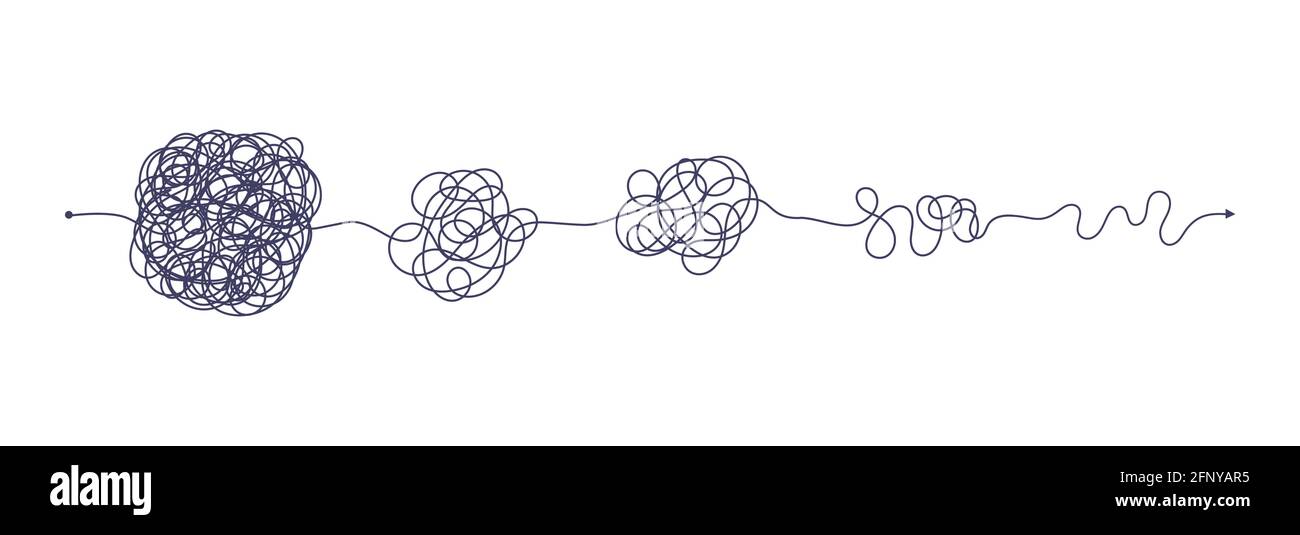 Chaos simplifying, problem solving and business solution searching challenge concept vector ...