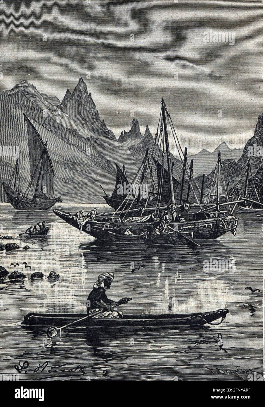 transport / transportation, navigation, sailing ship, Arab dhows in the ...