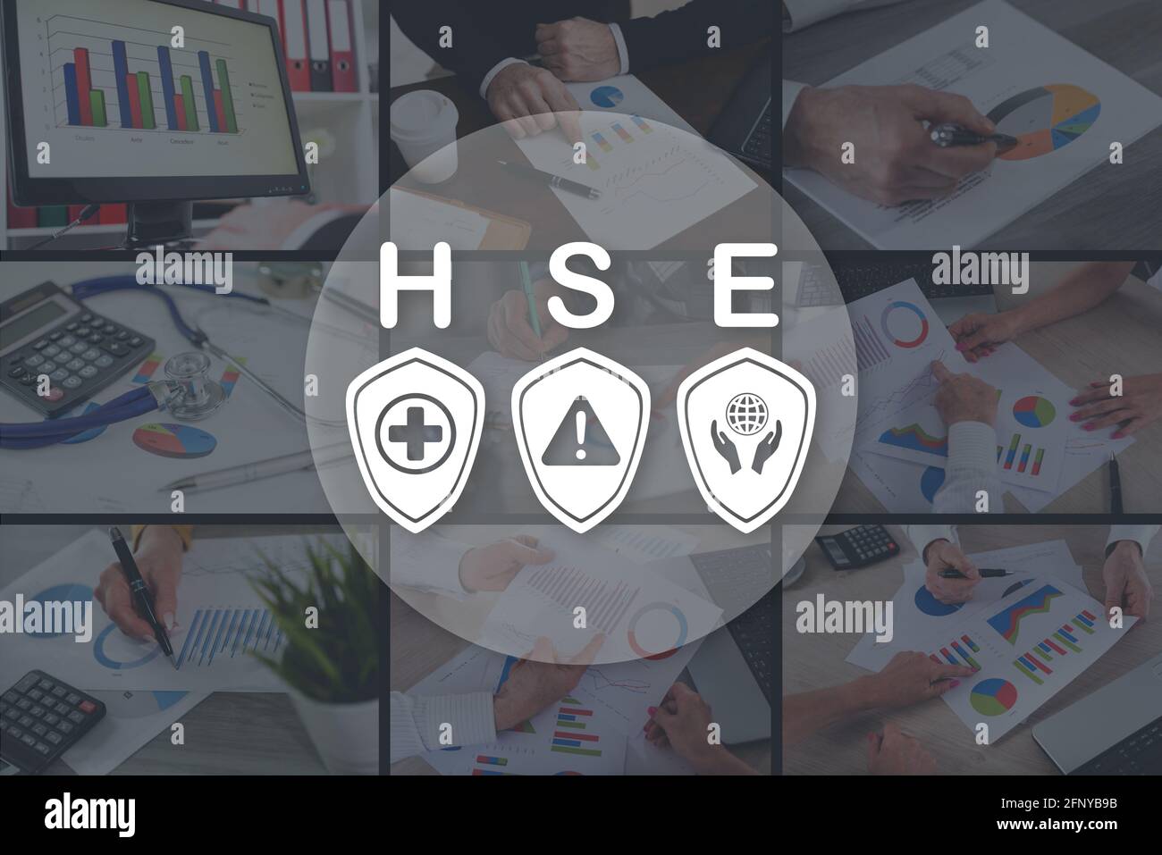Hse concept illustrated by pictures on background Stock Photo - Alamy