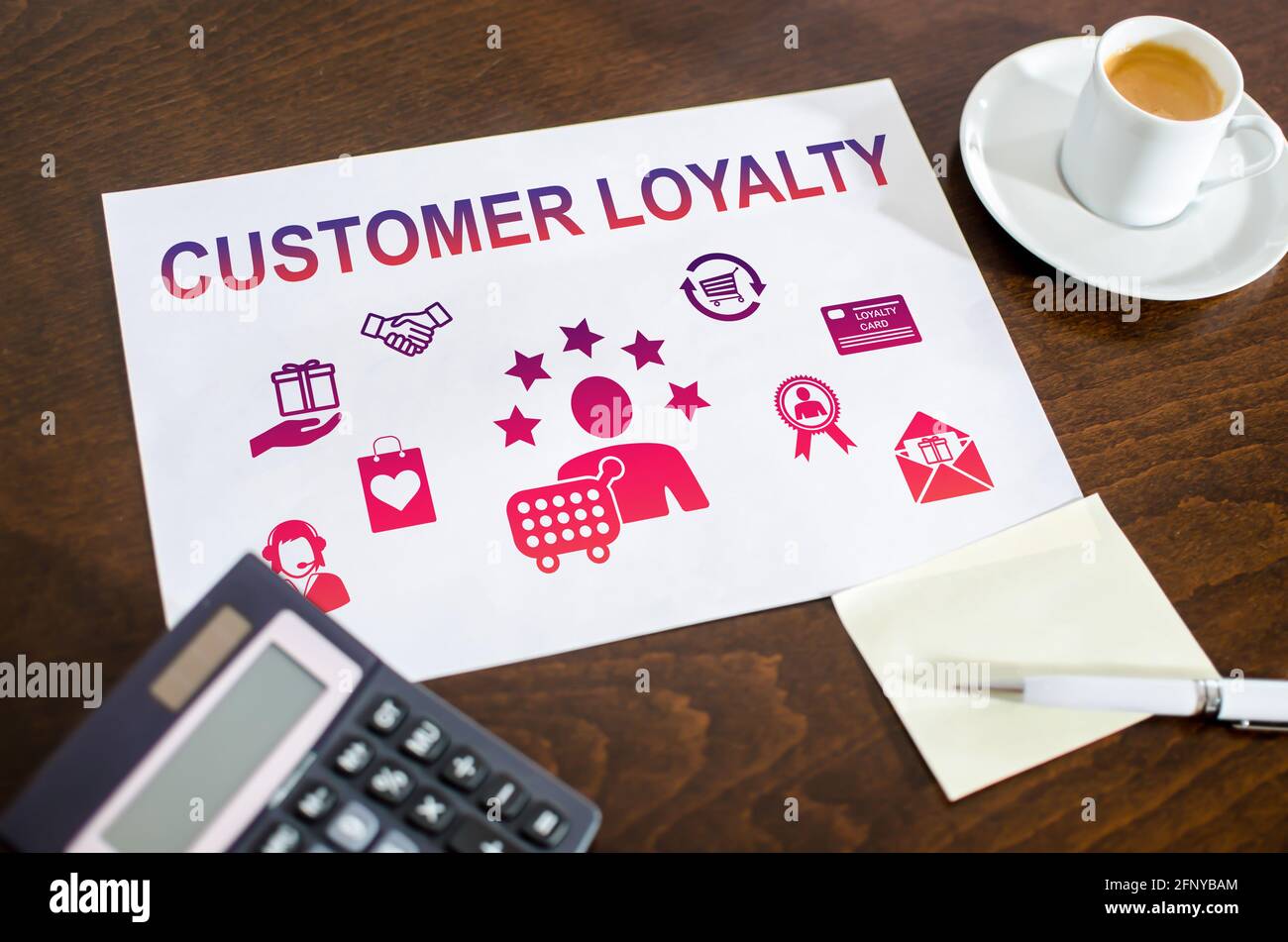 Customer loyalty concept on a paper placed on a desk Stock Photo - Alamy