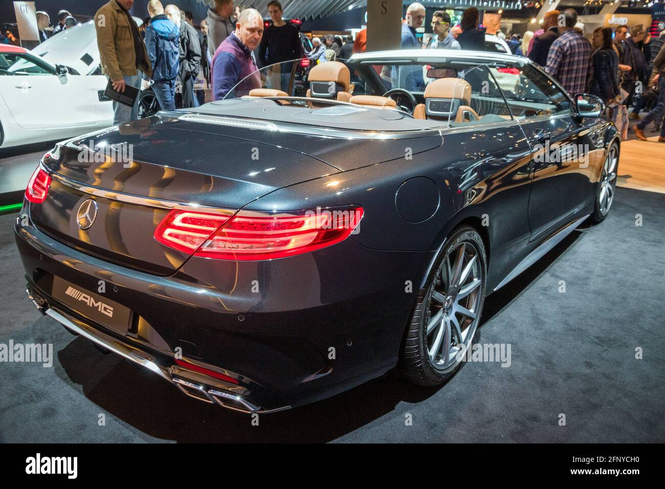 Mercedes AMG S-class convertible car showcased at the Brussels Expo ...