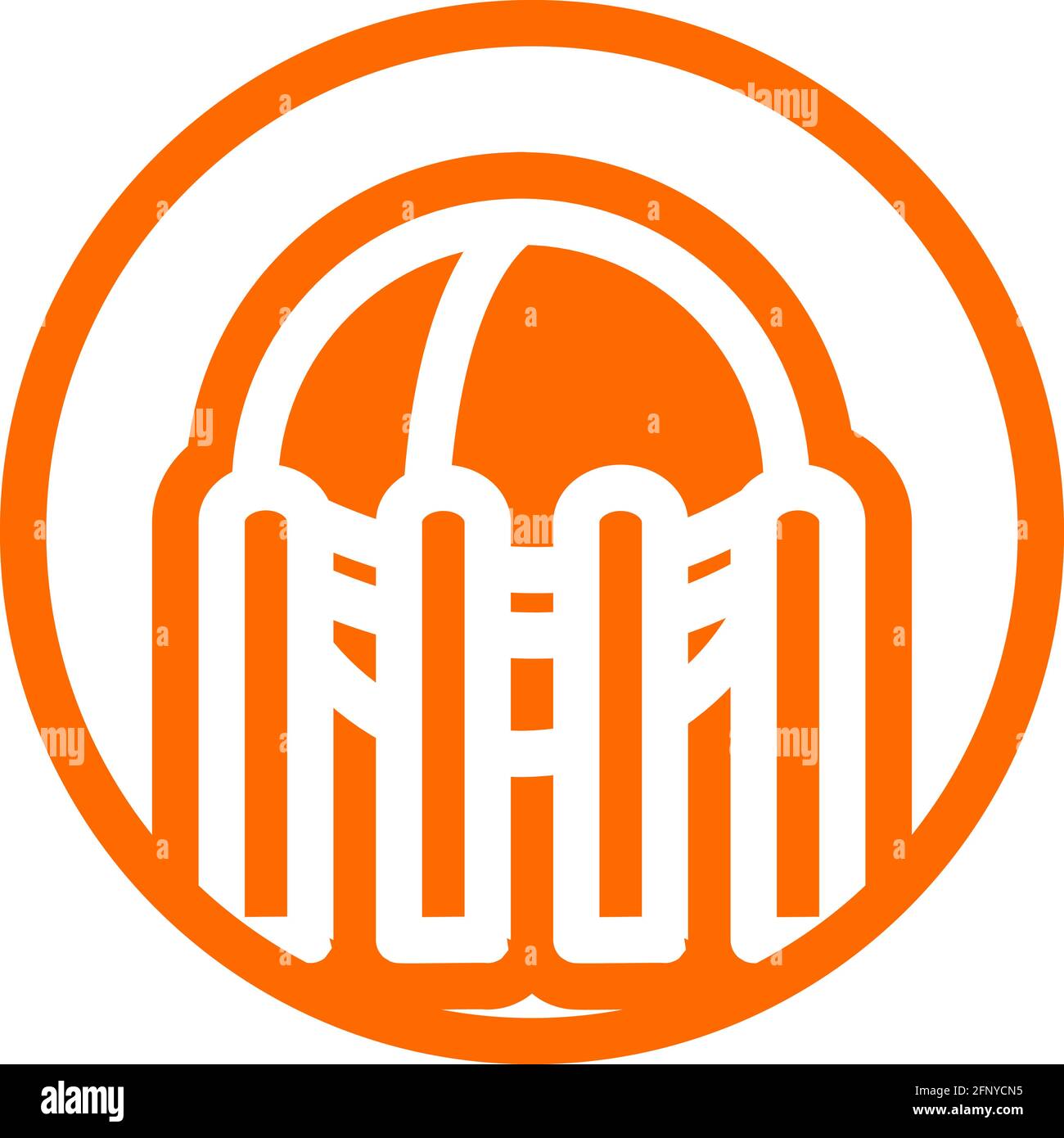 Gas tank icon in flat design with orange color and outline on a line ...