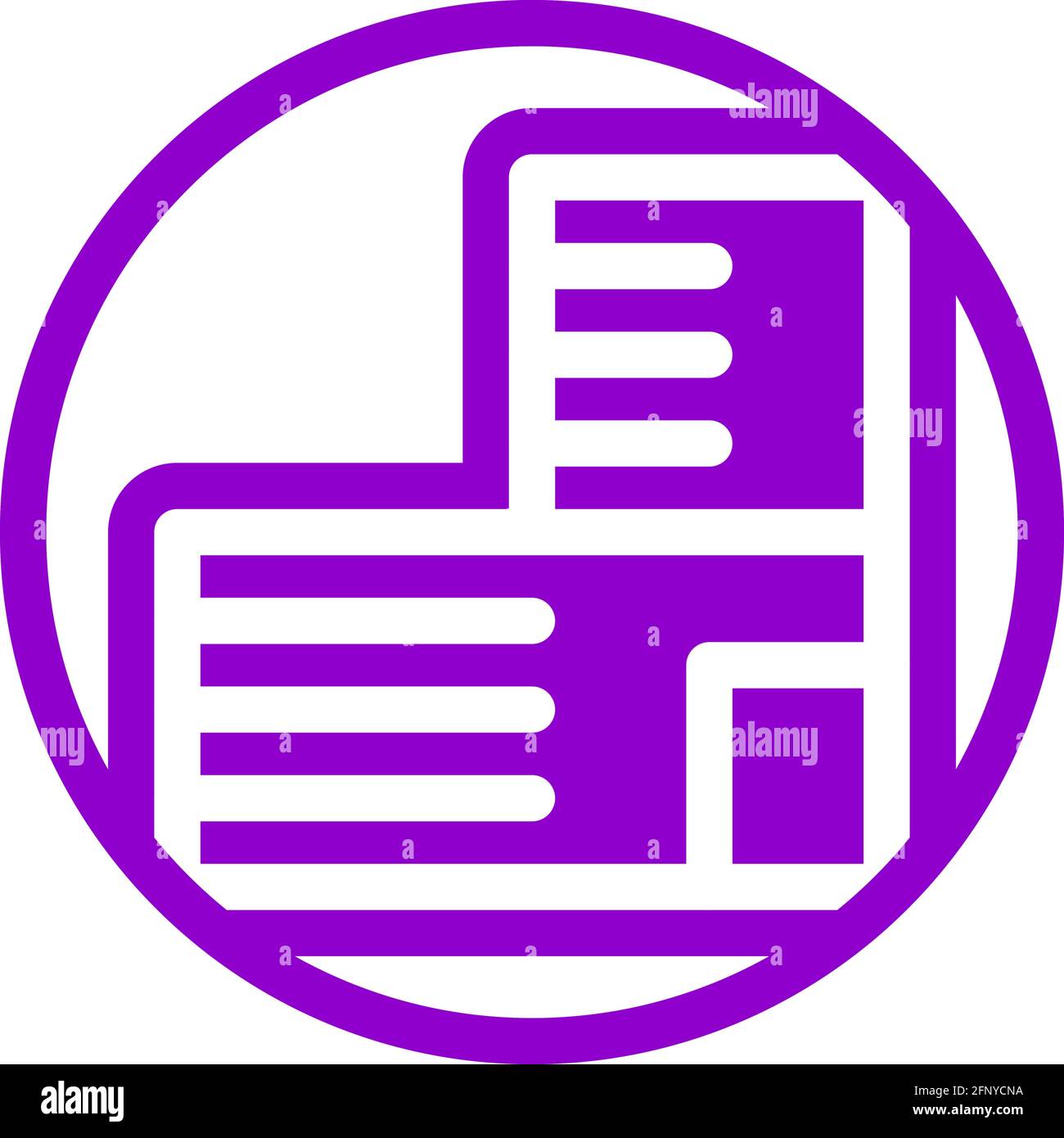 Wide building icon in flat design with purple color and outline on a ...