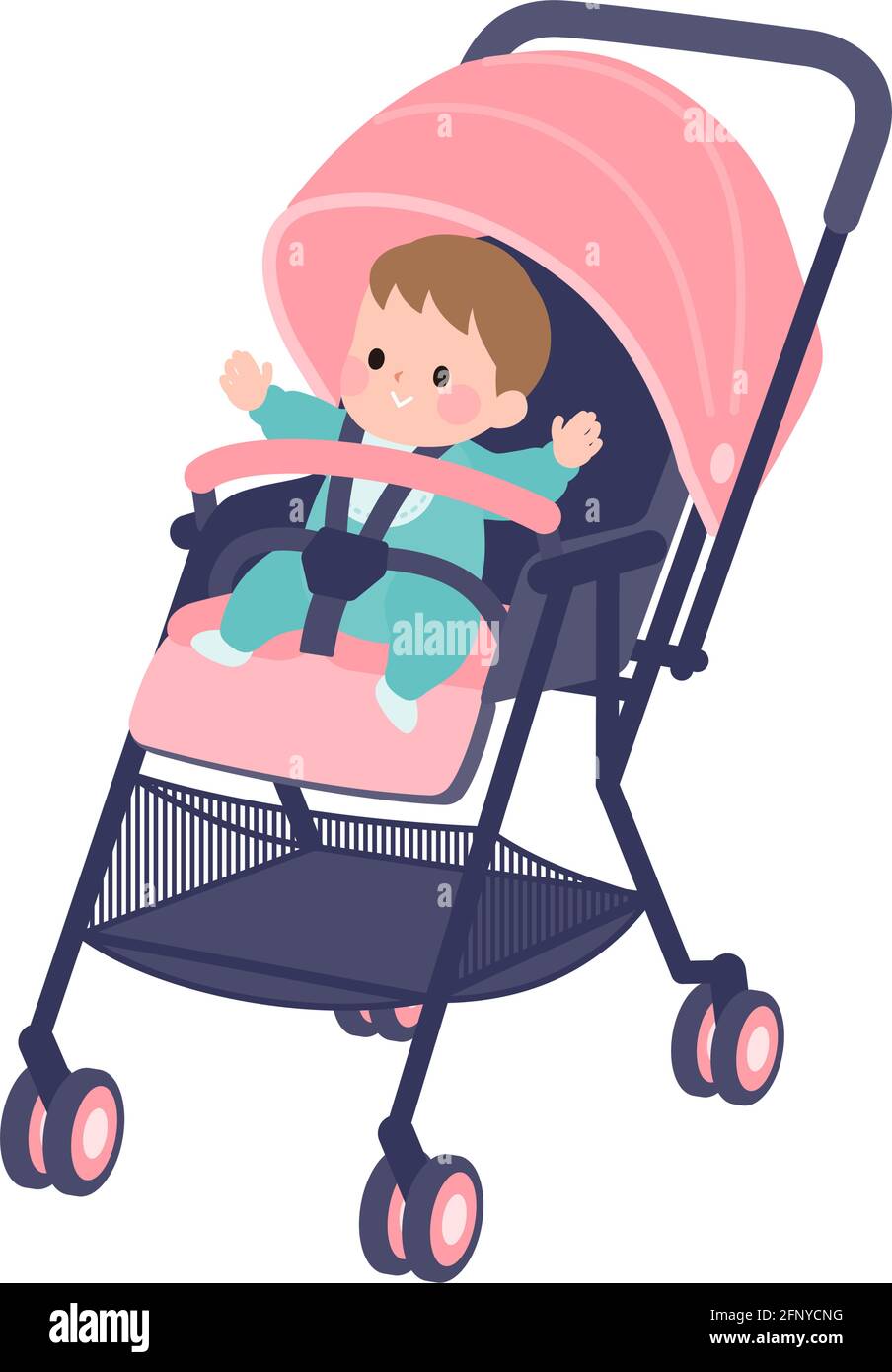 Baby in a stroller. Vector illustration that is easy to edit Stock ...