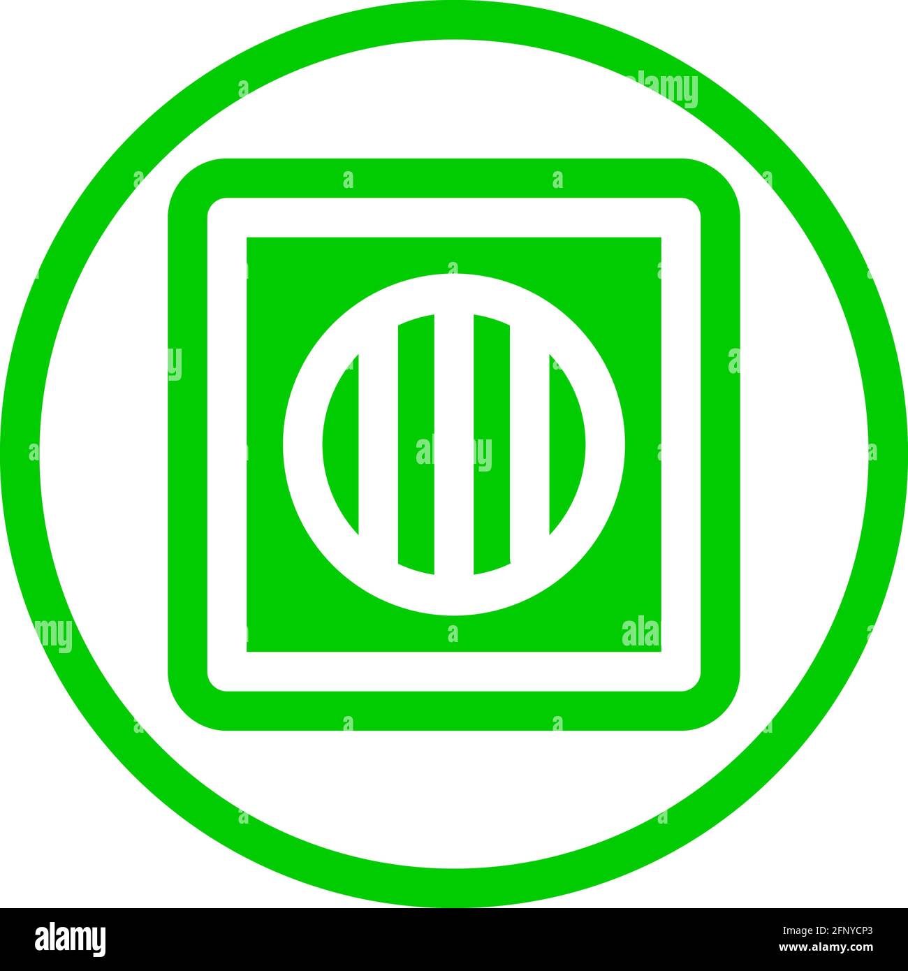 Outdoor unit icon in flat design with green color and outline on a line ...