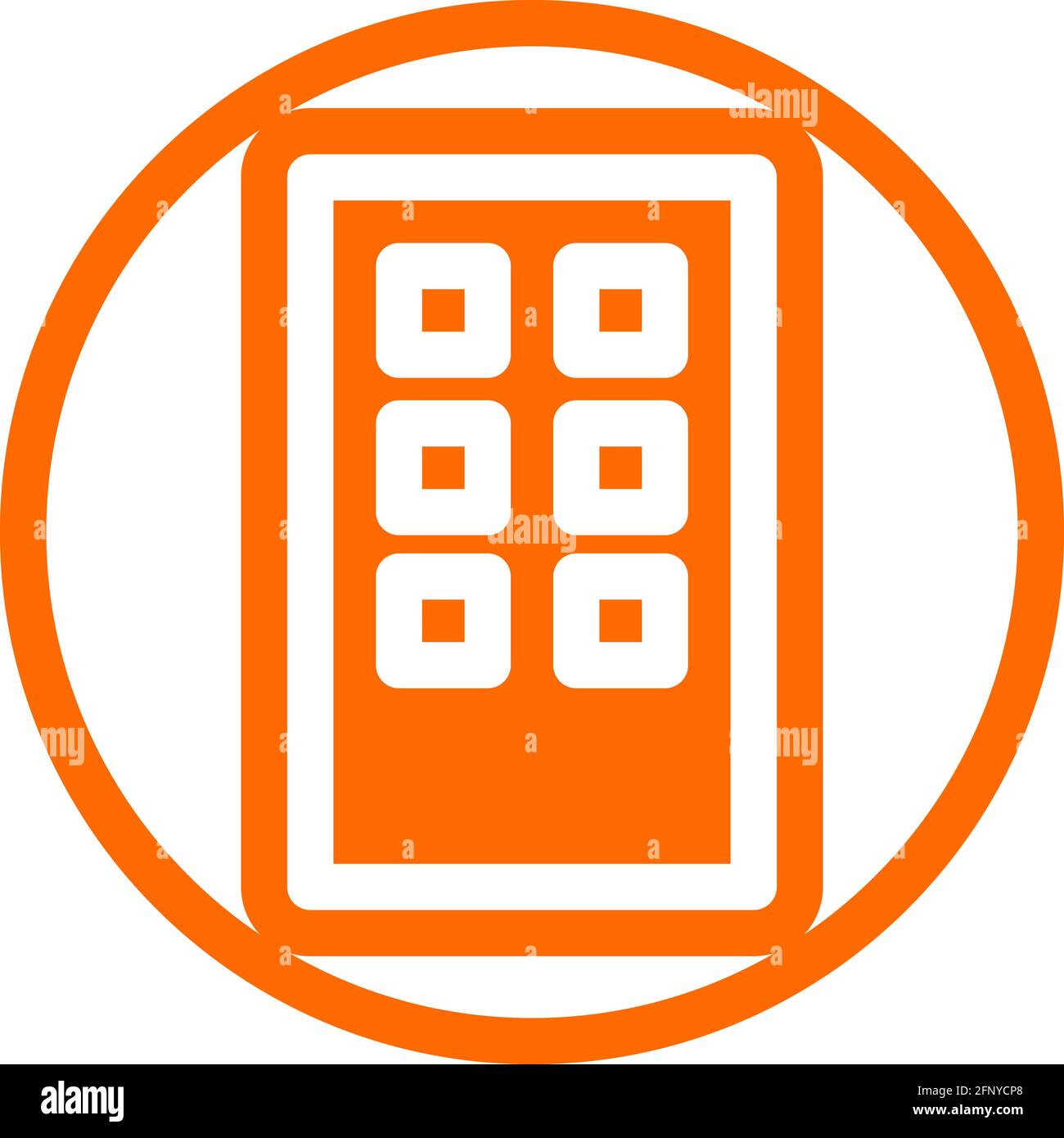 Big windows building icon in flat design with orange color and outline ...