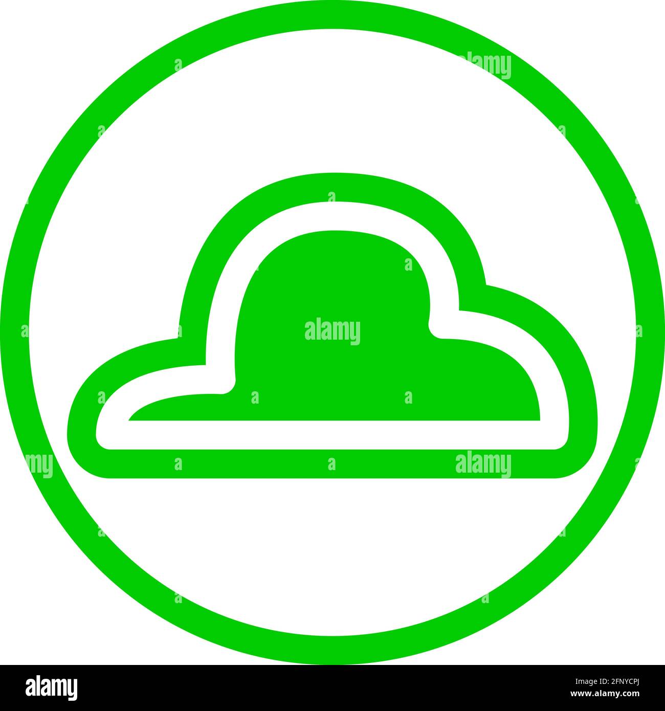 Soft cloud icon in flat design with green color and outline on a line ...
