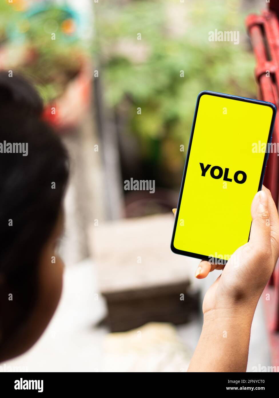 Assam, india - May 18, 2021 : Yolo logo on phone screen stock image ...