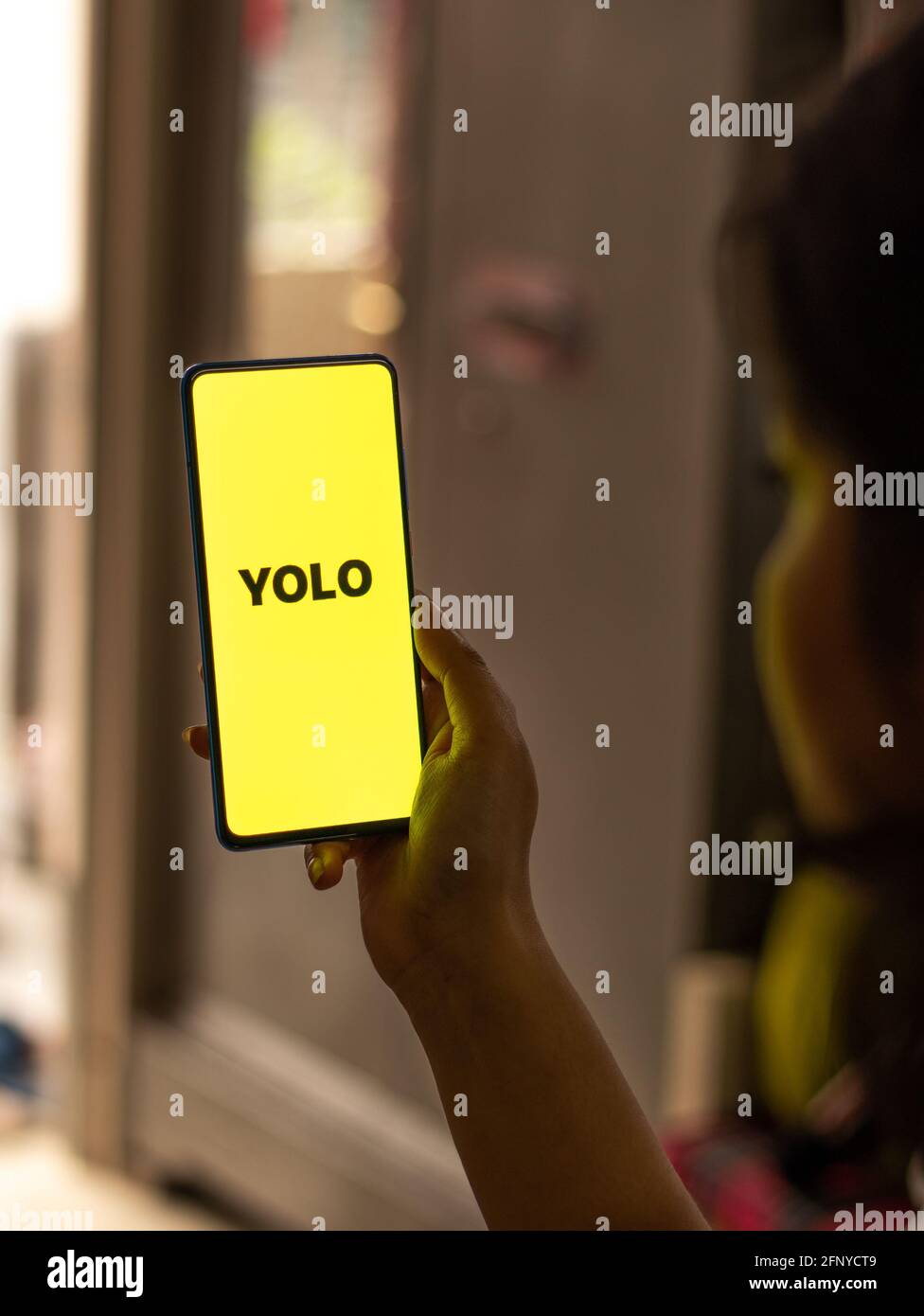 Assam, india - May 18, 2021 : Yolo logo on phone screen stock image ...
