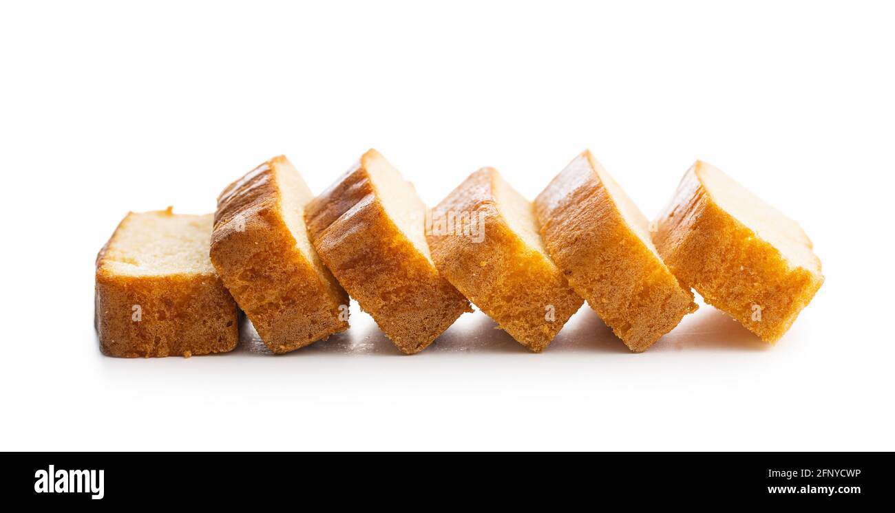 Sliced sponge dessert. Sweet sponge cake isolated on white background ...