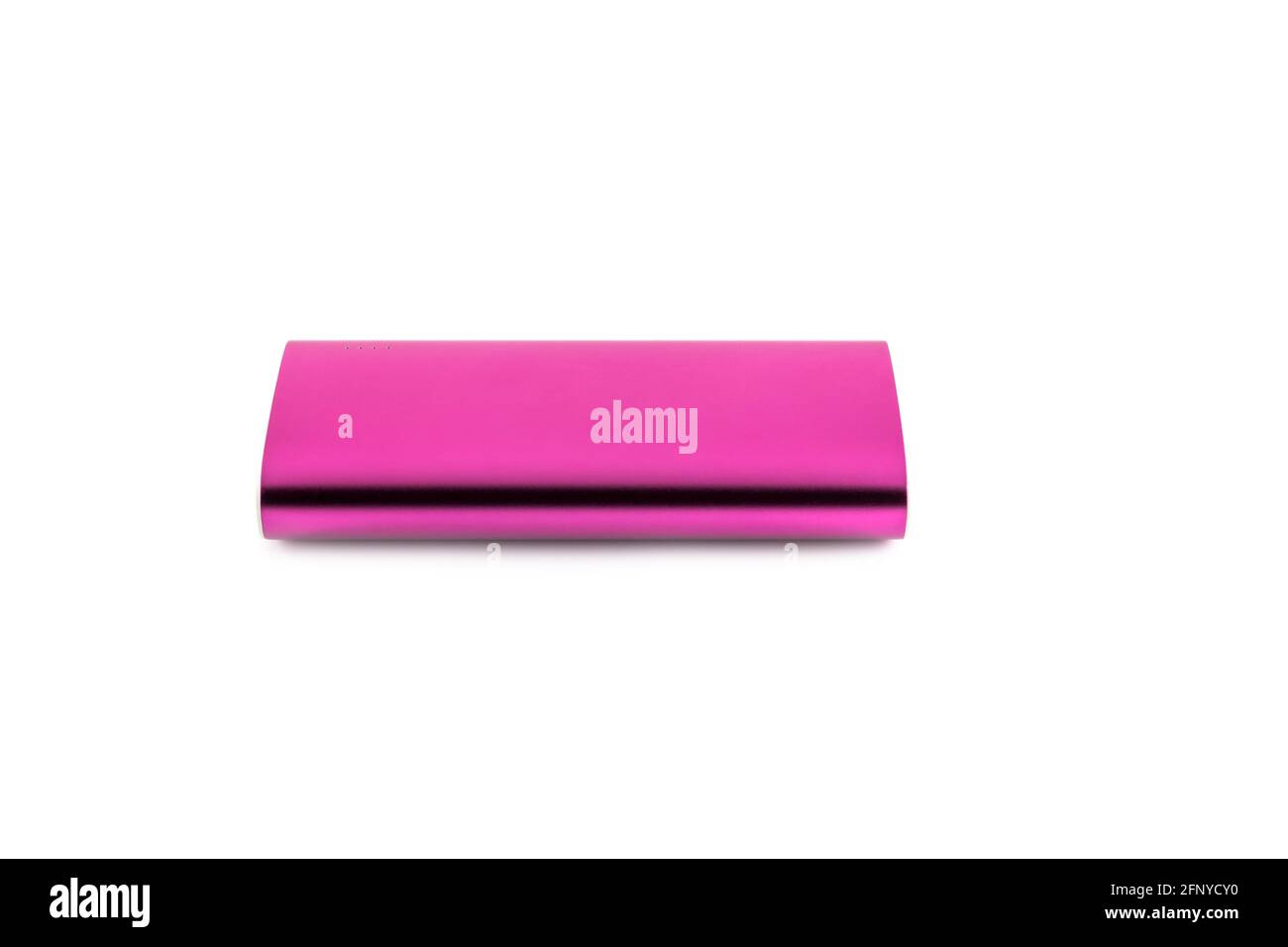 Pink color power bank on white background Stock Photo - Alamy