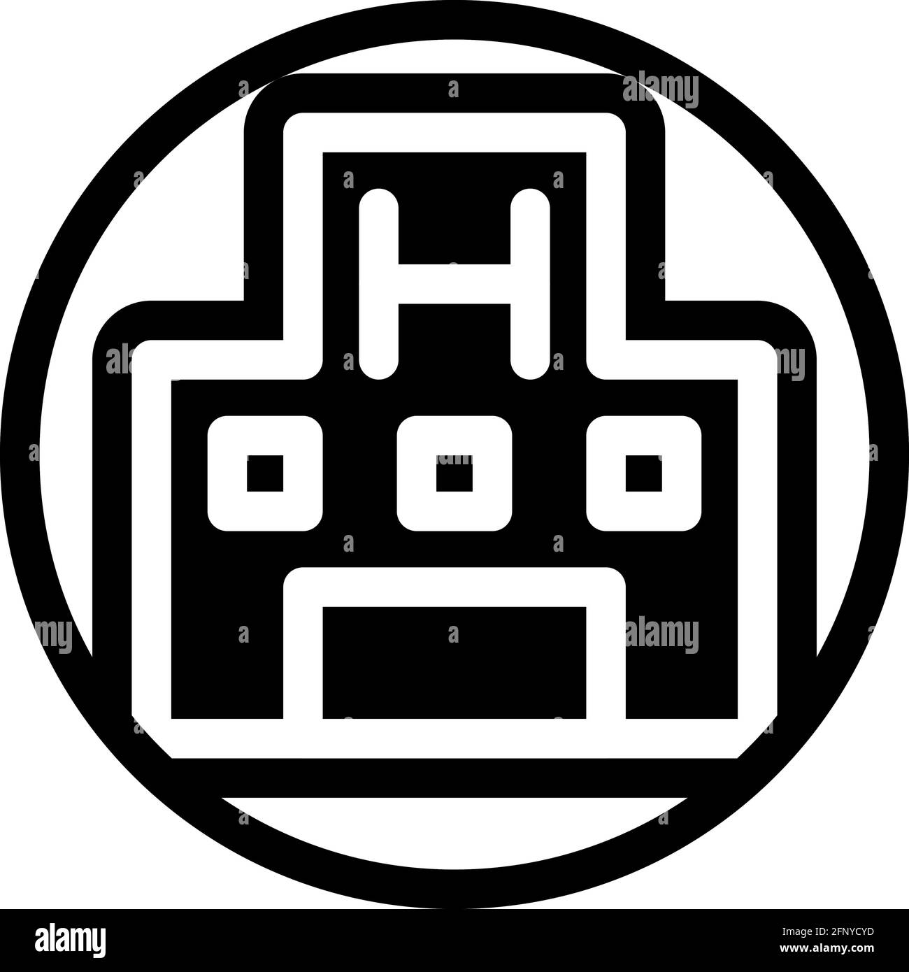 Hospital icon in flat design with black color and outline on a line ...