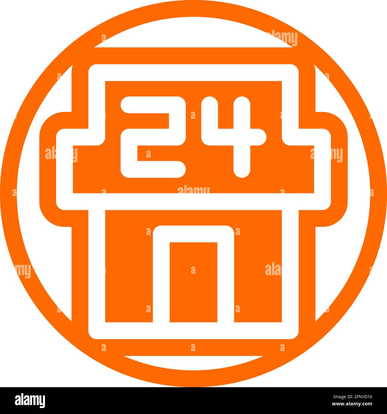 Convenience store icon in flat design with orange color and outline on ...