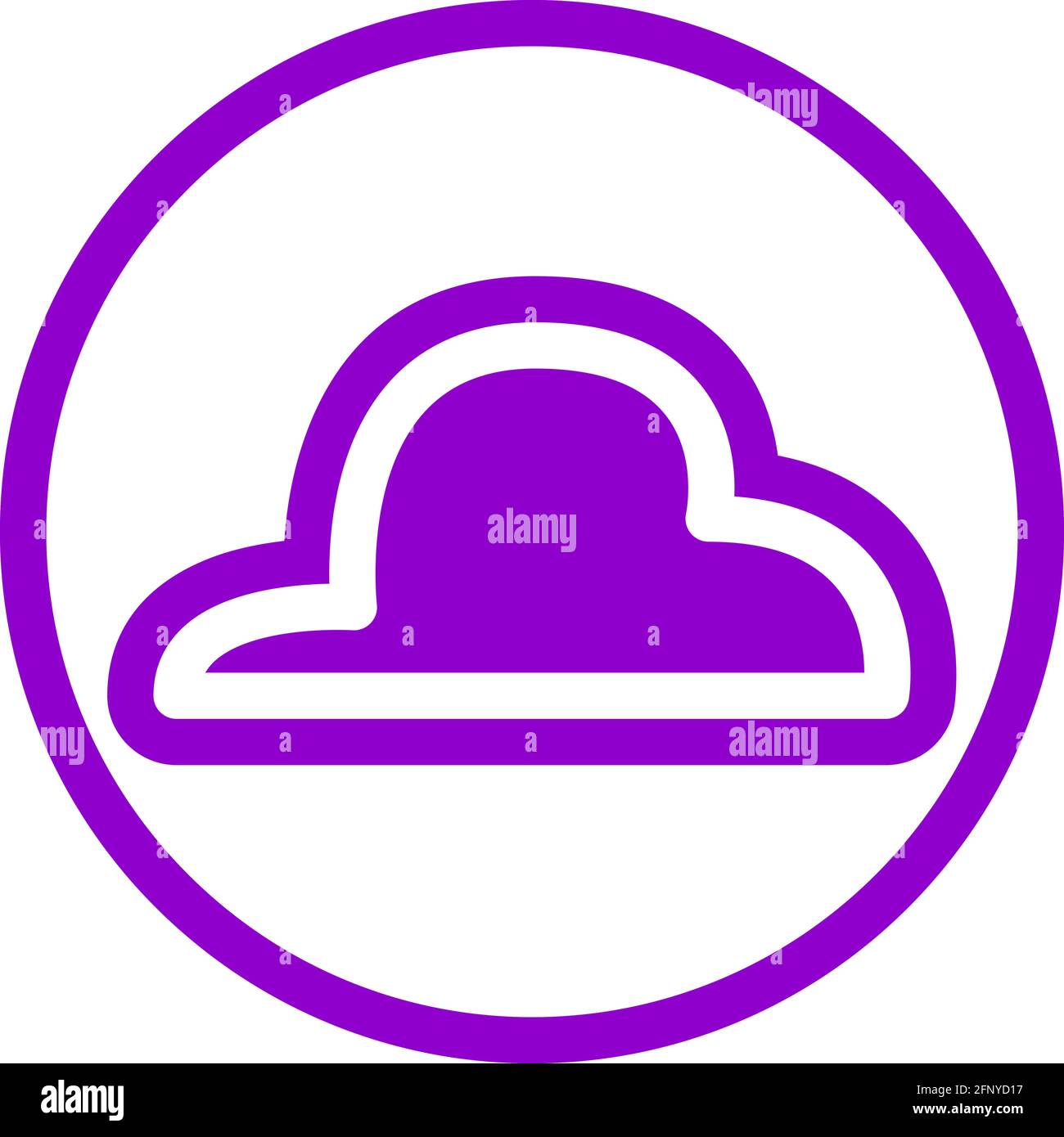 Soft cloud icon in flat design with purple color and outline on a line ...